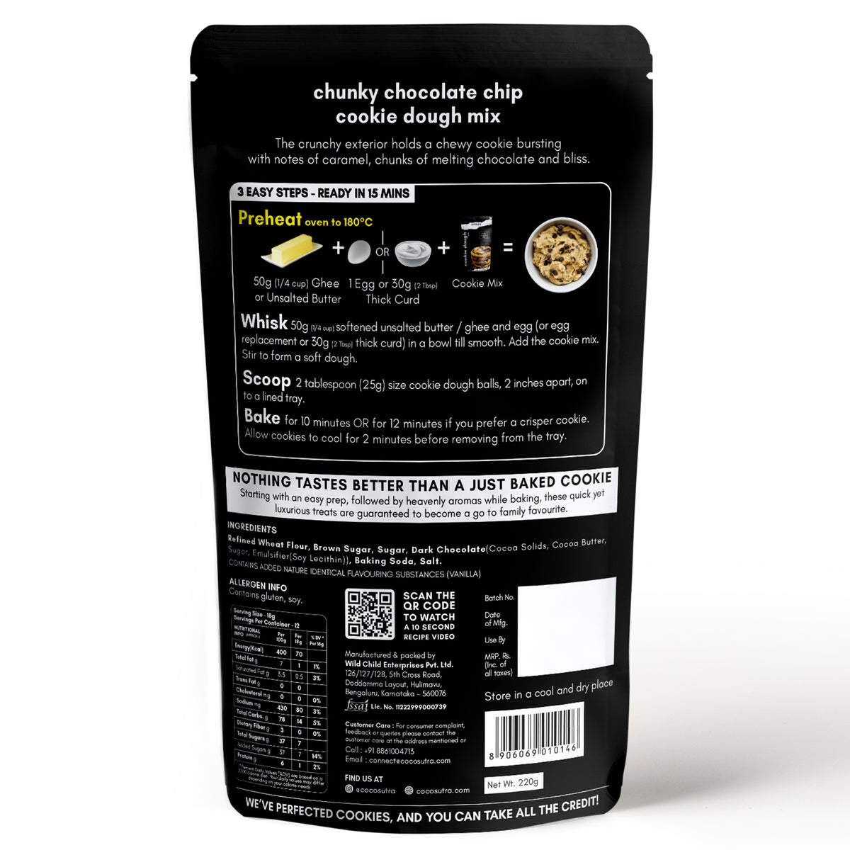 Chunky Chocolate Chip Cookie Dough Mix | 220 g | Cocosutra